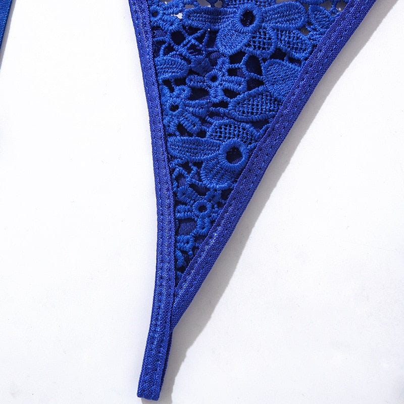 Raina Fancy Lace Bra and G-String Set with Chain Strap Suspenders ...